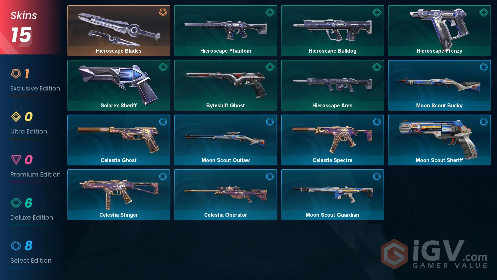 EU 1 KNIFE 15 SKINS Hieroscape Blades Byteshift Ghost RANKED READY 82 ...