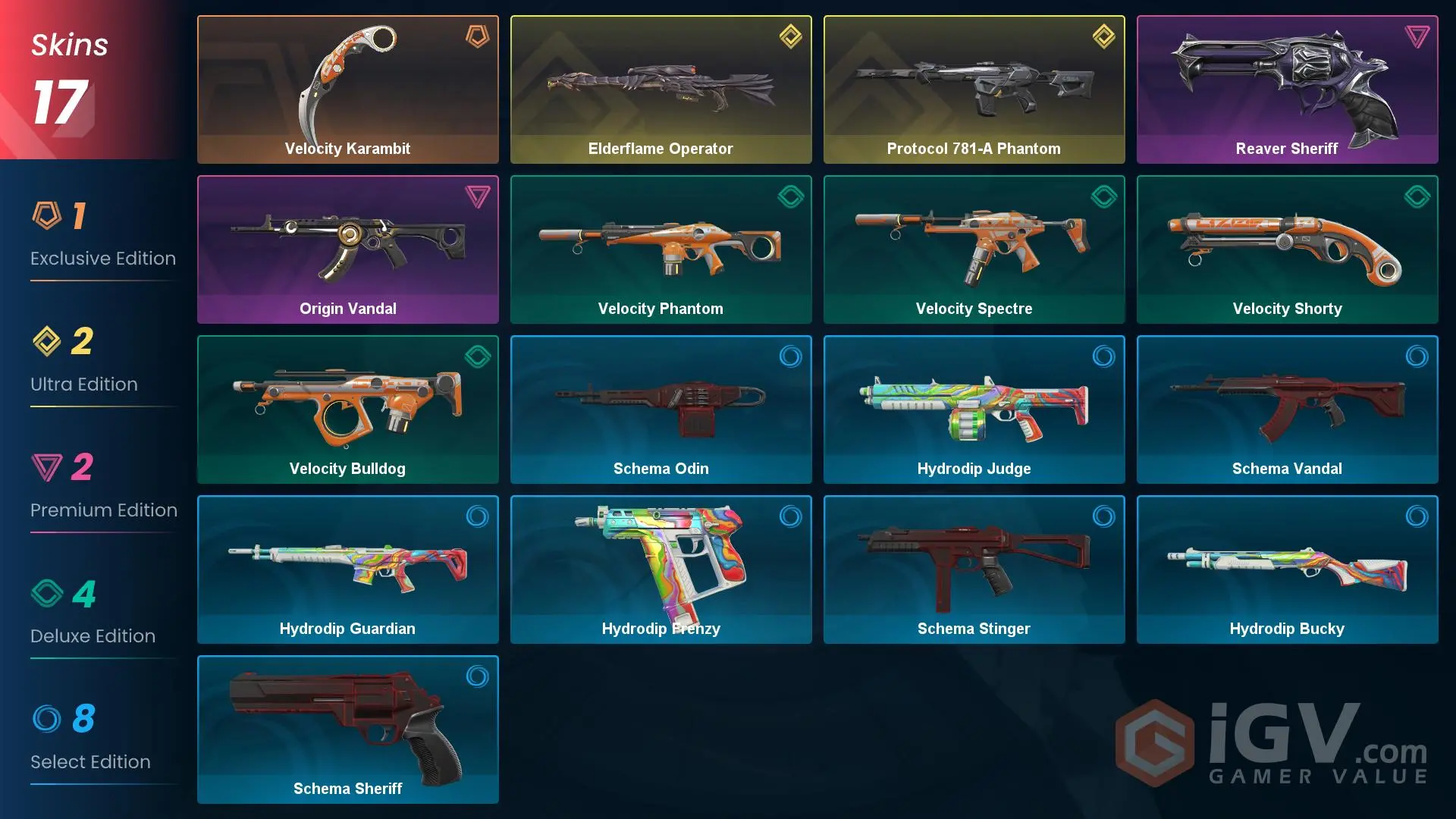 EU-TUR | 17 Skins | Elderflame Operator | Protocol 781-A Phantom ...