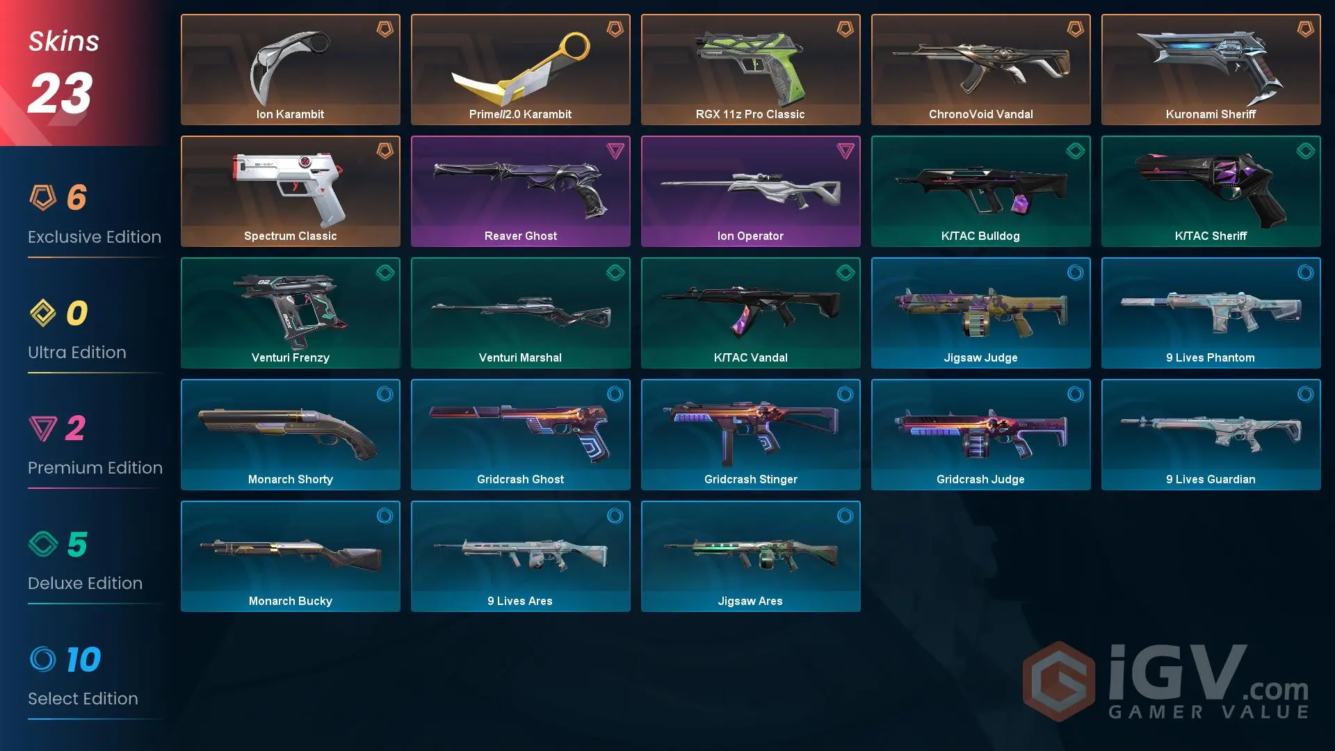 NA | Ion Karambit, Prime//2.0 Karambit, Kuronami Sheriff, Reaver Ghost ...