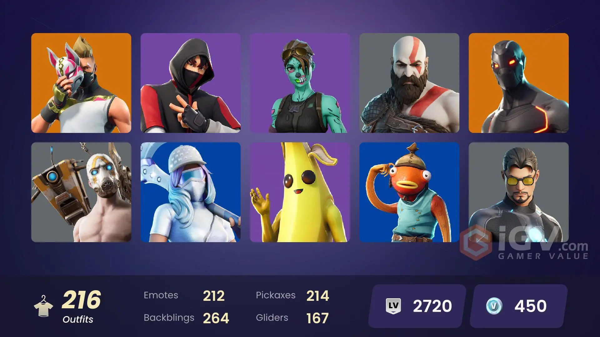 [PC] 216 skins | OG STW | IKONIK | Blue Team Leader | Gold Kratos ...