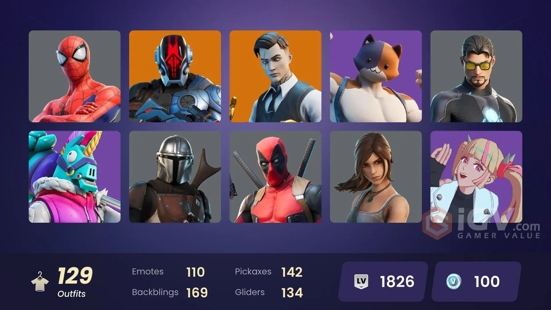 PC/XBOX 129 skins | Aura | Tony Stark | Mystique | Mandalorian | Gold ...