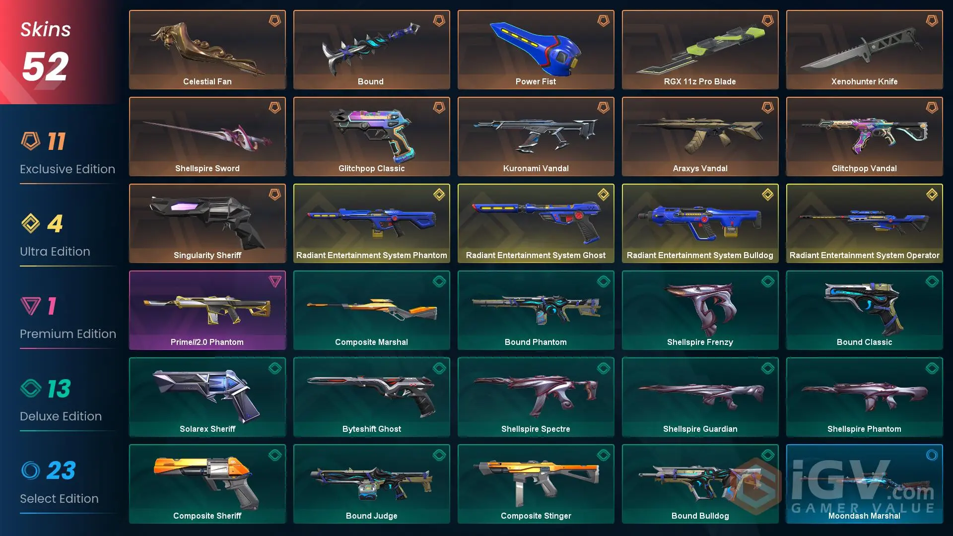 NA 52 skins | Power Fist | Kuronami Vandal | Radiant Entertainment ...