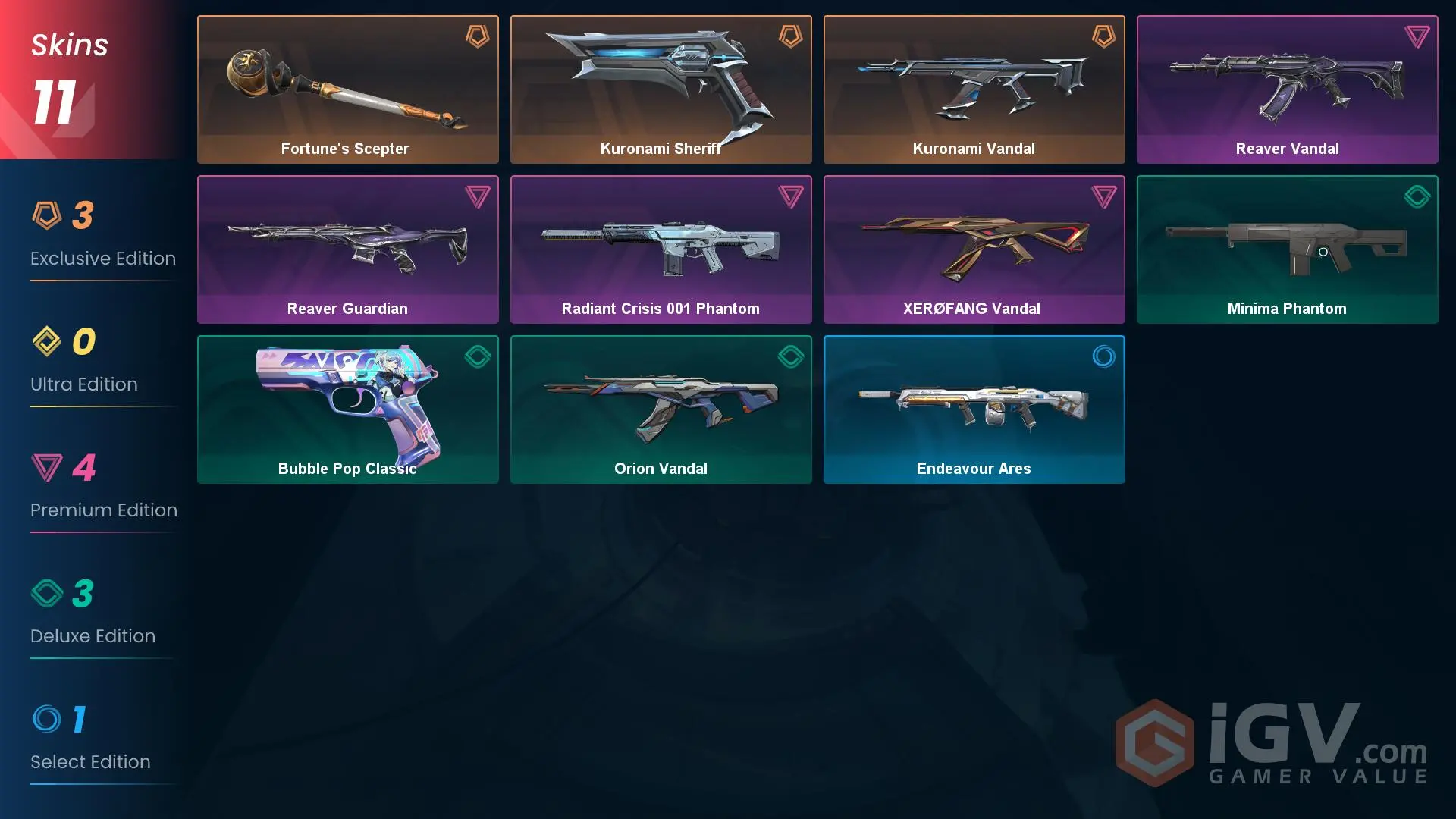EU Full Access | 11 Skins Fortune's Scepter+Kuronami Vandal+Kuronami ...