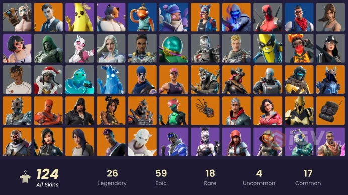 PC/XBOX 124 skins | OG STW | Psycho Bandit | Jules | Lara Croft | Peely ...