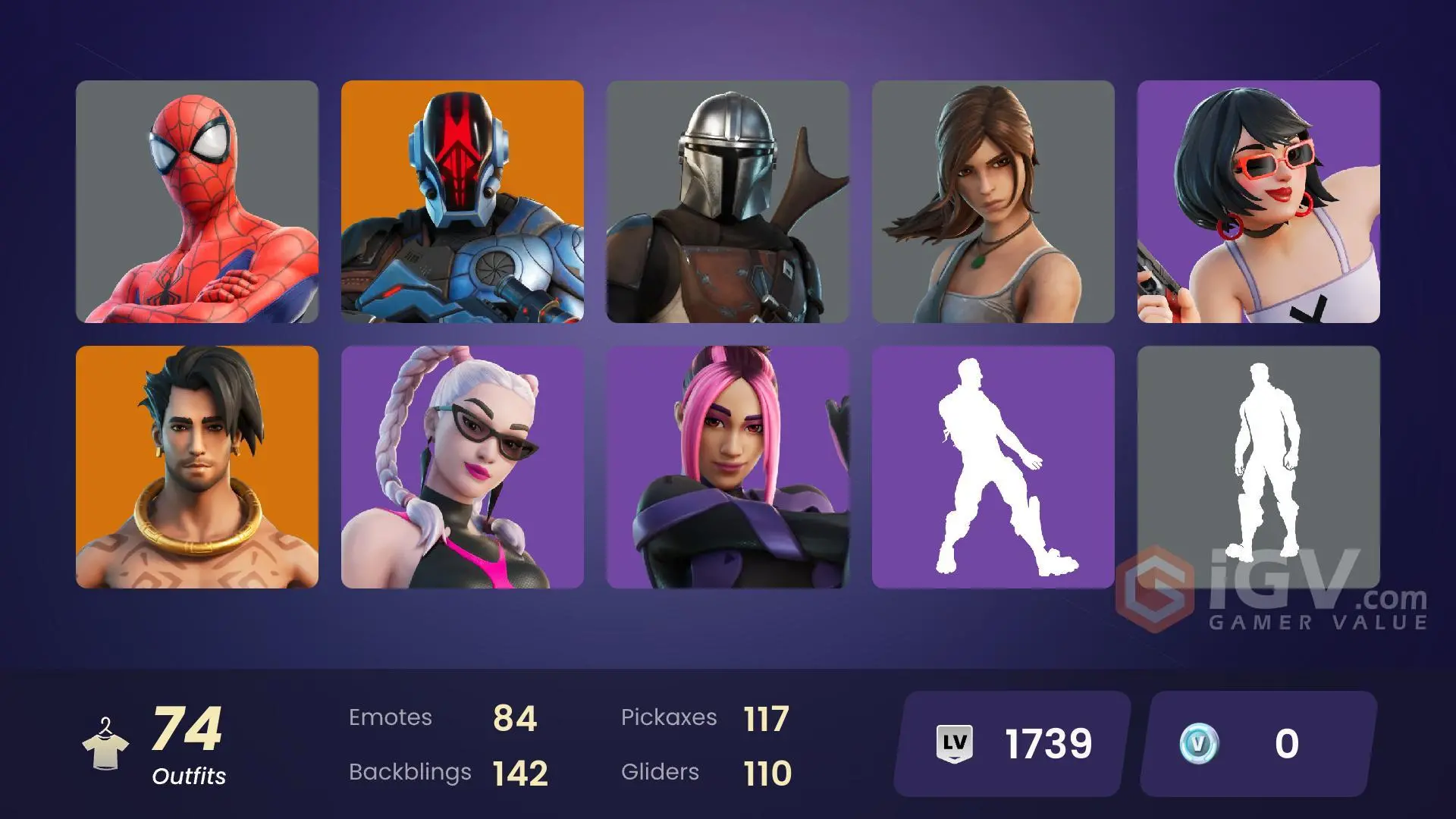 [ALL PLATFORMS-74 SKIN-110 PICKAXE-81 EMOTE-107 GLIDER-FULL ACCESS- - iGV
