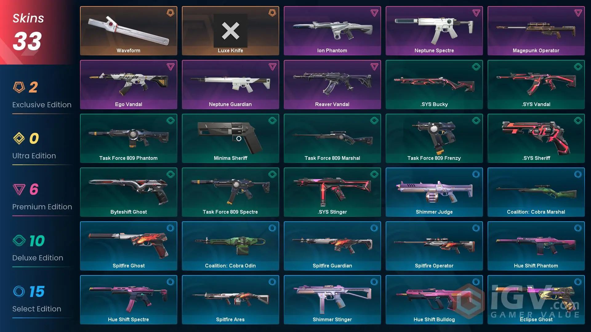EU Full Access | 33 Skins Waveform+Reaver Vandal+Ion Phantom+Neptune ...