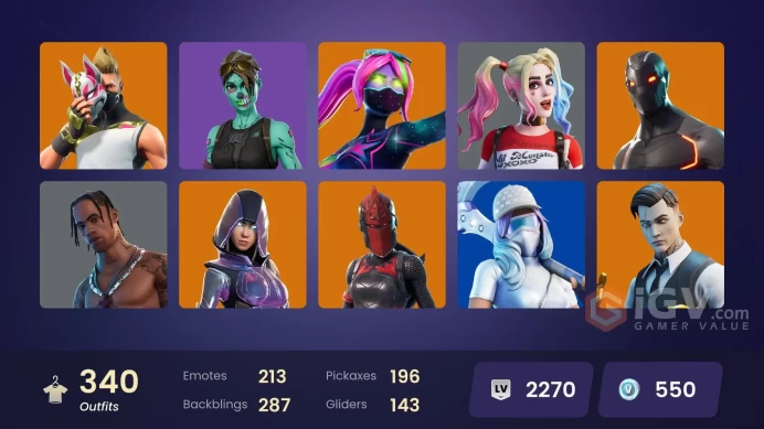 340 Skins + Travis Scott + Merry Mint Axe + Leviathan Axe + Rue + Grind ...