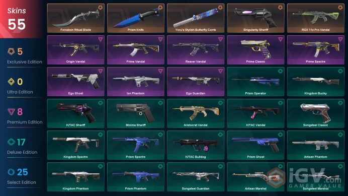 Region: EU / 55 SKINS \ Inventory Value: 36725 | Prism Knife | RGX 11z ...